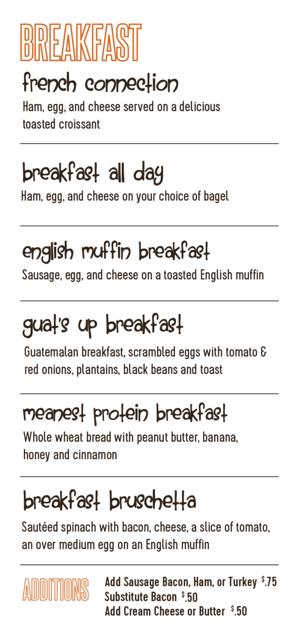 Menu - Mean Mug Coffee Company